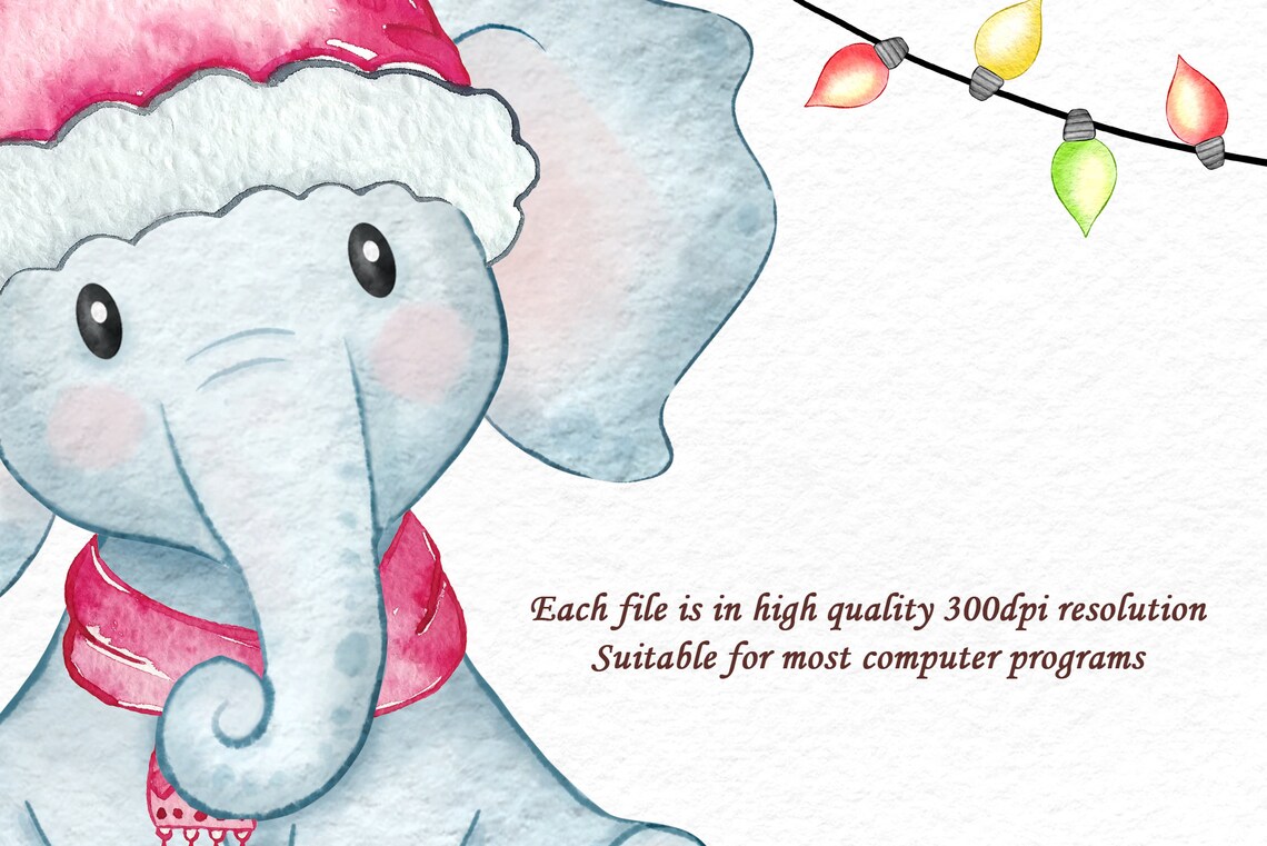 Tropical Christmas Clipart Safari Animals Watercolor Clipart - Etsy