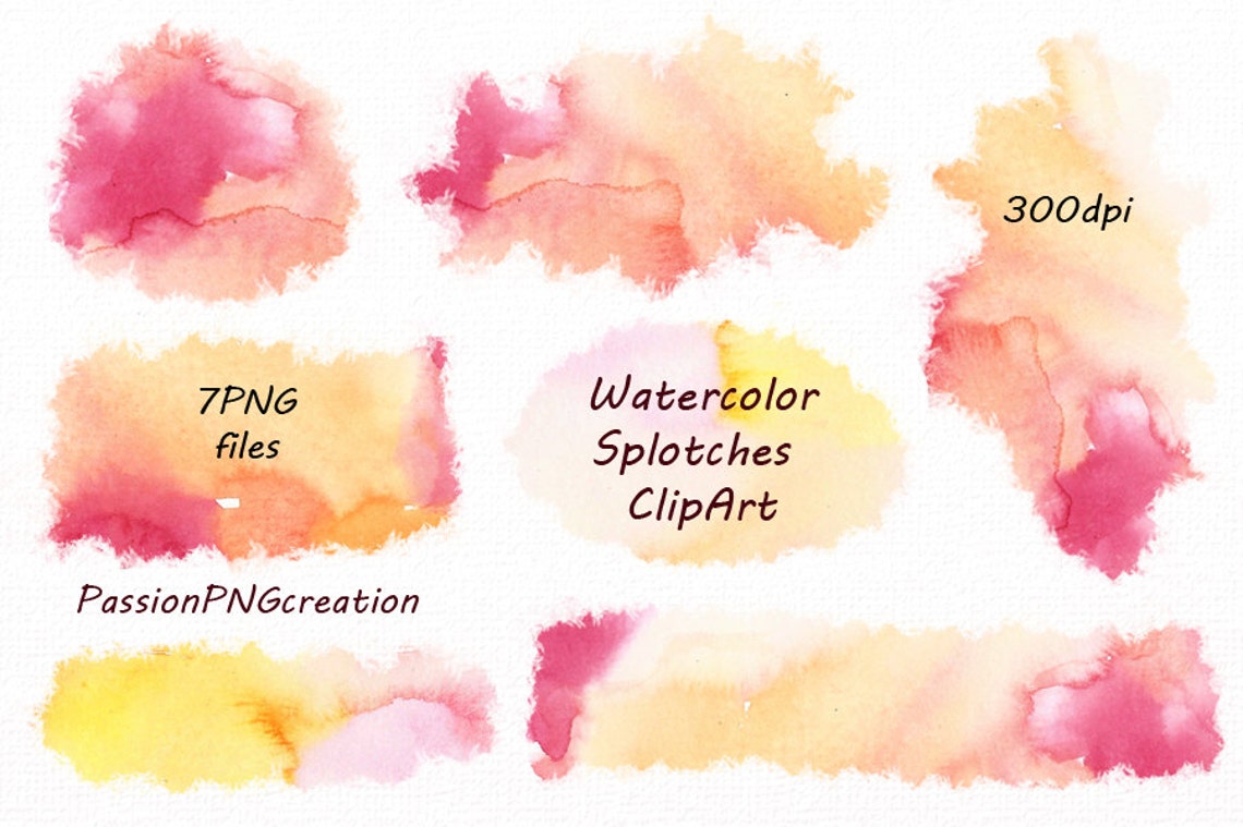 Watercolor Splotches Clipart Splashes Clipart Watercolor | Etsy