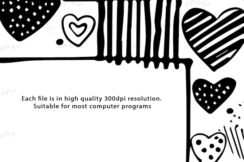 Doodle Frame Clipart Set: Hand-drawn Heart & Geometric Borders (PNG ...