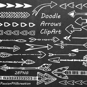 Big Set of White Hand Drawn Arrows Clipart, Doodle Arrow Clip Art ...