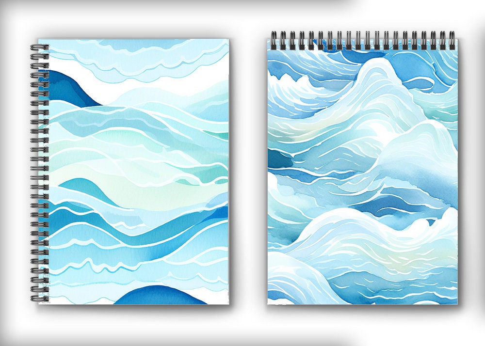 Ocean Waves Watercolor Seamless Patterns: Sea-inspired Designs (digital ...