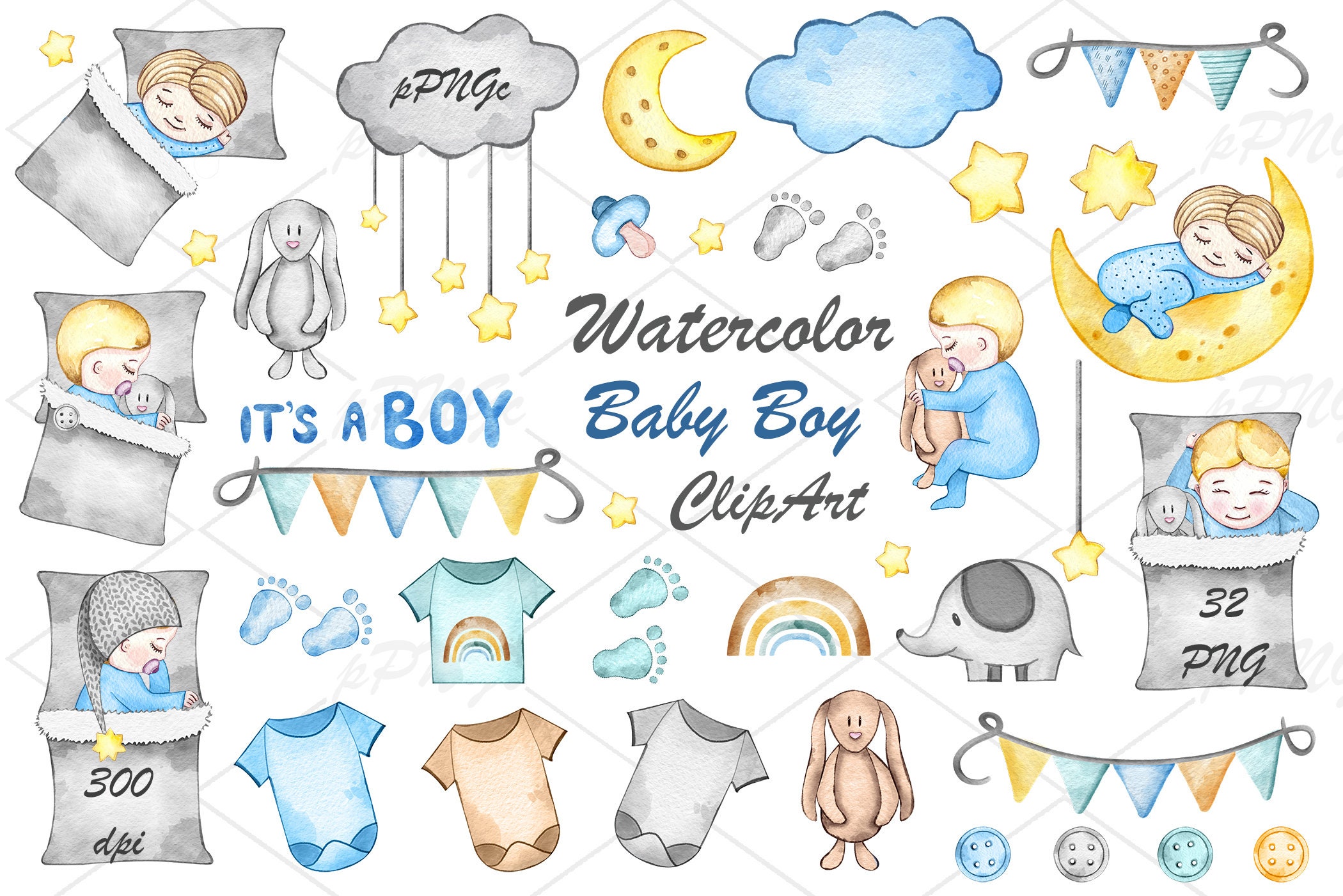 Sleeping Baby Boy Clipart