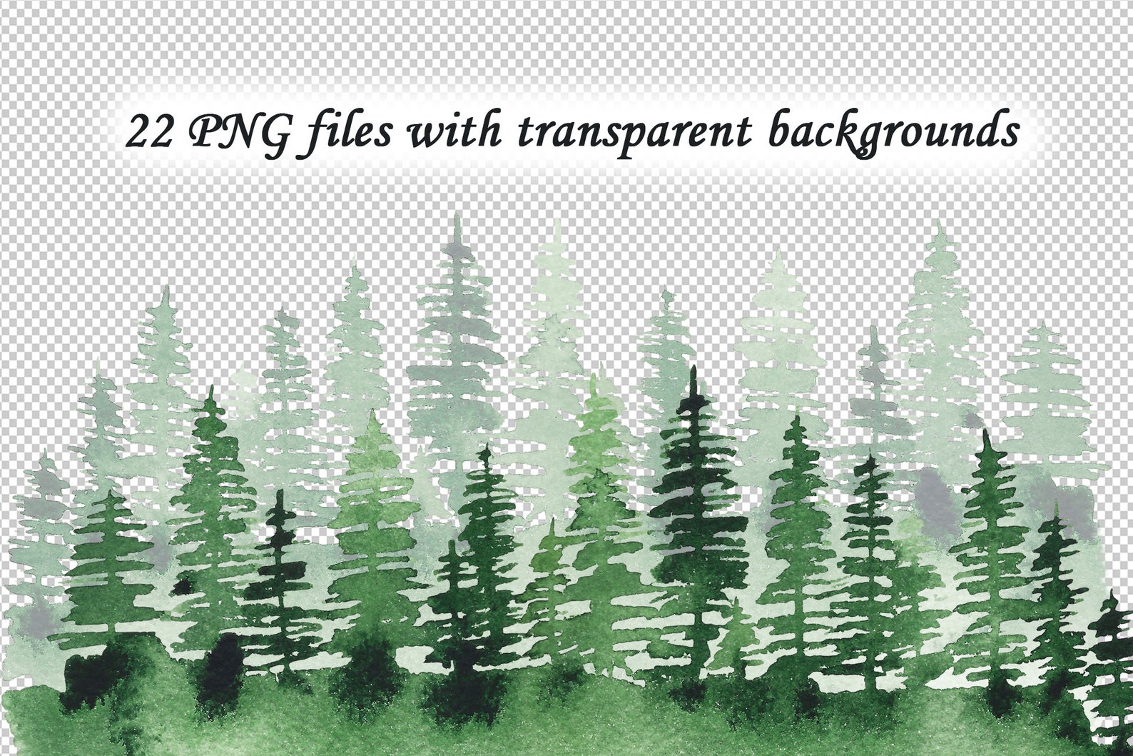 Watercolor Forest Clipart: Woodland Pine Trees (PNG Files) - Etsy