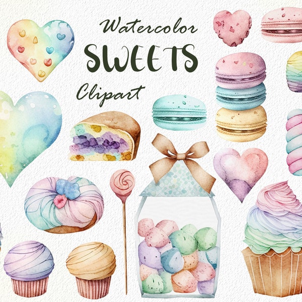 Watercolor Sweets - Etsy