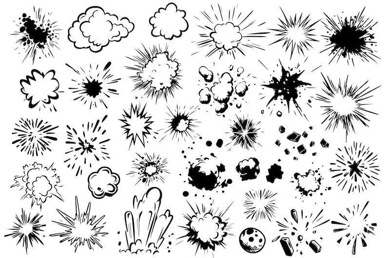 Explosion Clipart Bundle, Cartoon Explosions, Comic Book Effects, Blast ...