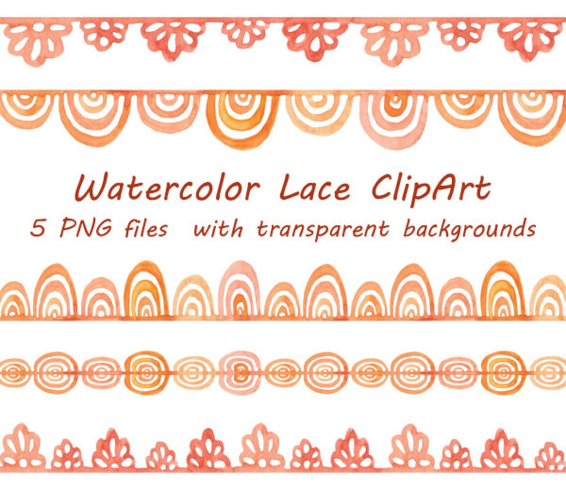 Watercolor Lace Clipart Borders Clipart Hand Drawn - Etsy