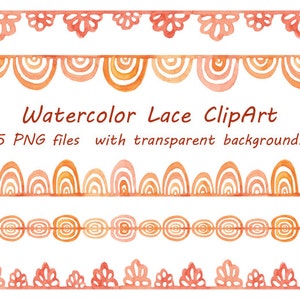 Watercolor Lace Clipart Borders Clipart Hand Drawn - Etsy