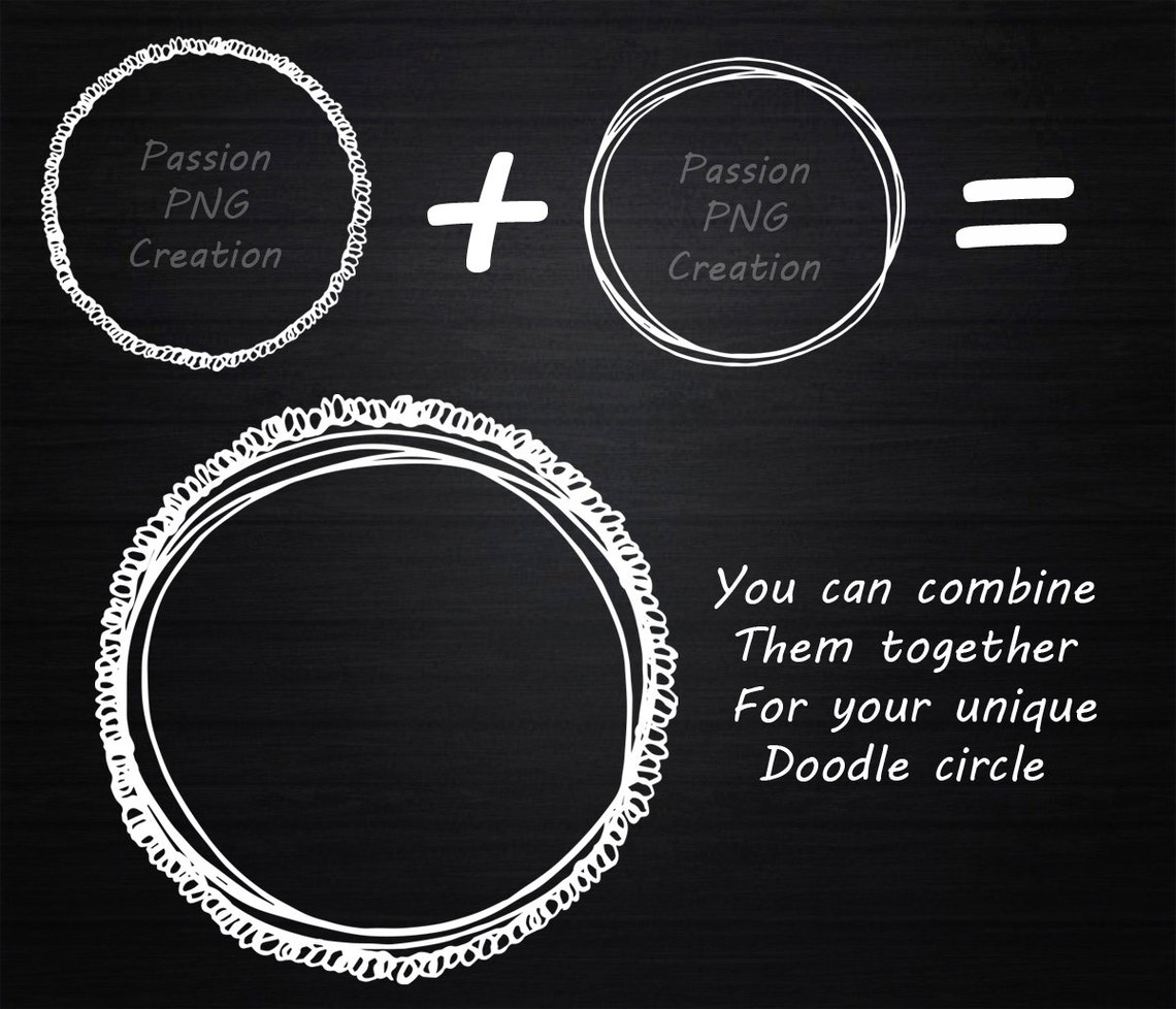 White Doodle Circles Clipart Hand Drawn Frames Clip Art PNG - Etsy