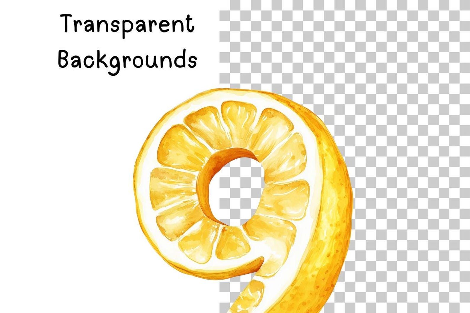 Lemon Numbers Clipart: Watercolor Fruit PNG Set (digital Download) - Etsy