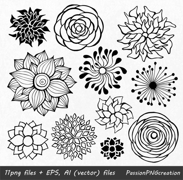 Hand Drawn Flowers Clipart Flower Element Flower - Etsy Canada