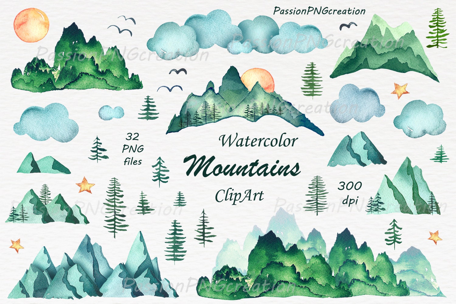 Watercolor Mountains
