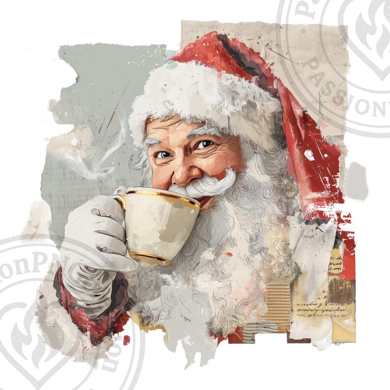 Santa Coffee Png, Christmas Santa Png, Holiday Coffee Clipart, Santa ...