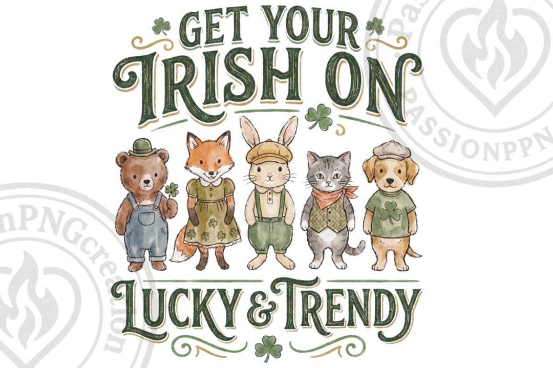 Get Your Irish on PNG, Lucky & Trendy Watercolor Animals, St Patrick’s ...