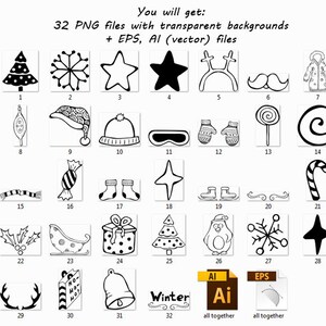 Winter Doodle Clipart Hand Drawn Christmas Clip Art Clipart - Etsy