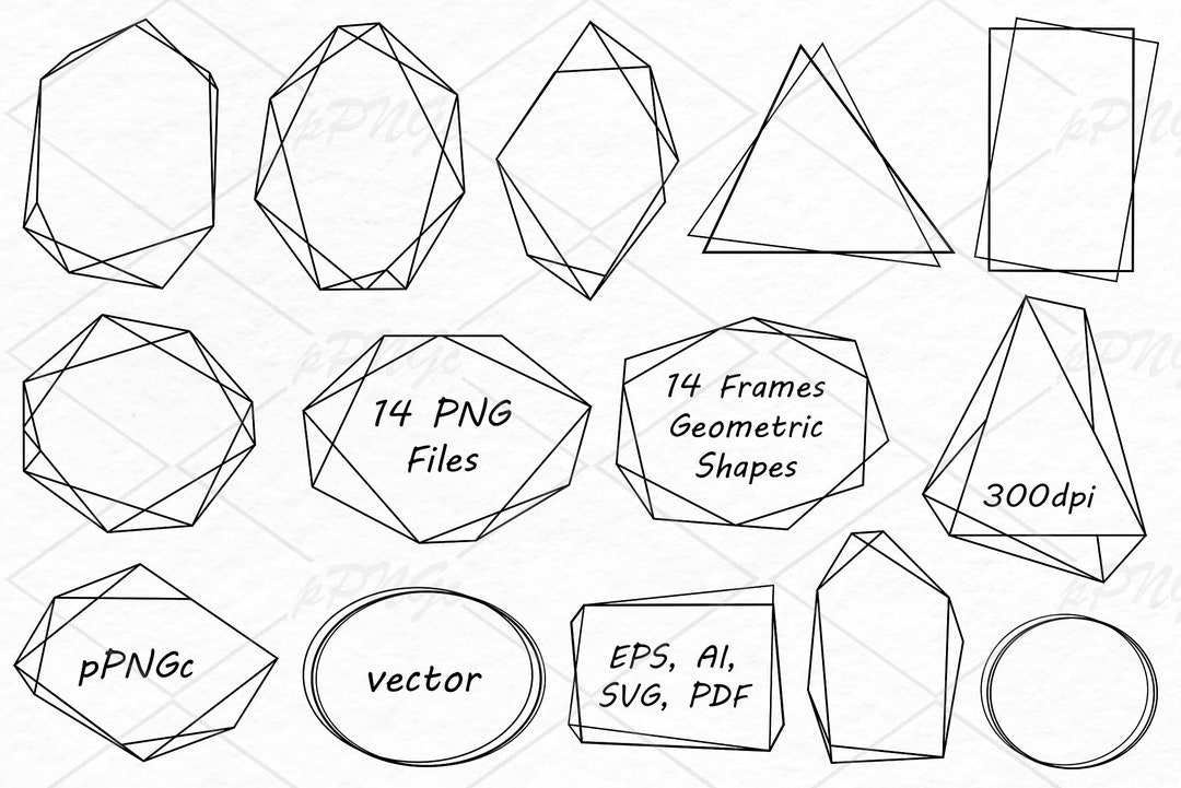 Geometric Frames Clipart, Crystal Shapes, Polygonal Frame, Geometric ...