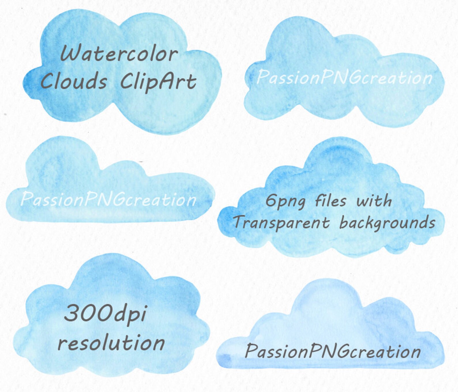 Big Set of Watercolor Clouds Clipart 28 PNG Files Clouds - Etsy