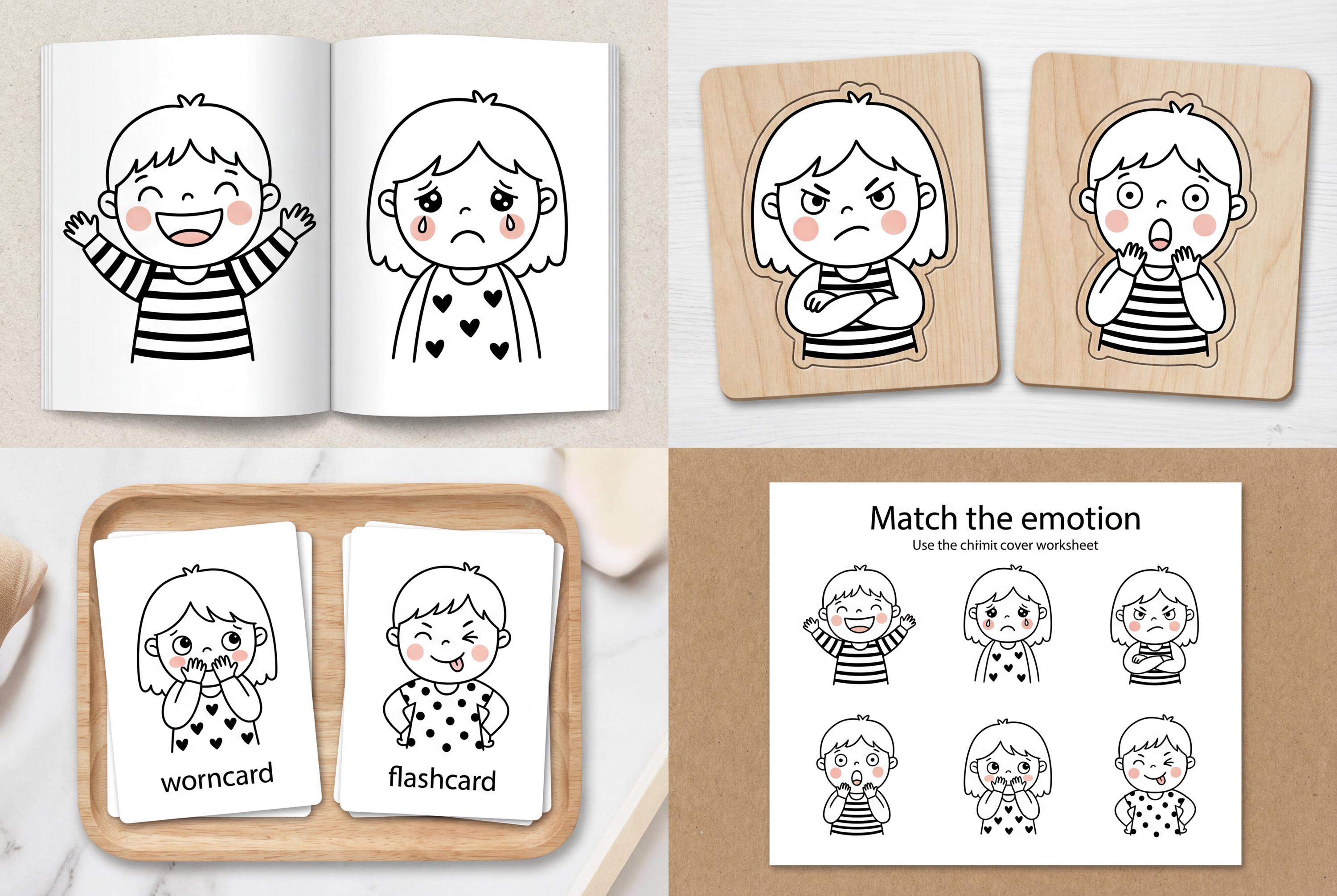 Kids Emotions Clipart Bundle (34) | Cute Children Feelings Faces | PNG ...