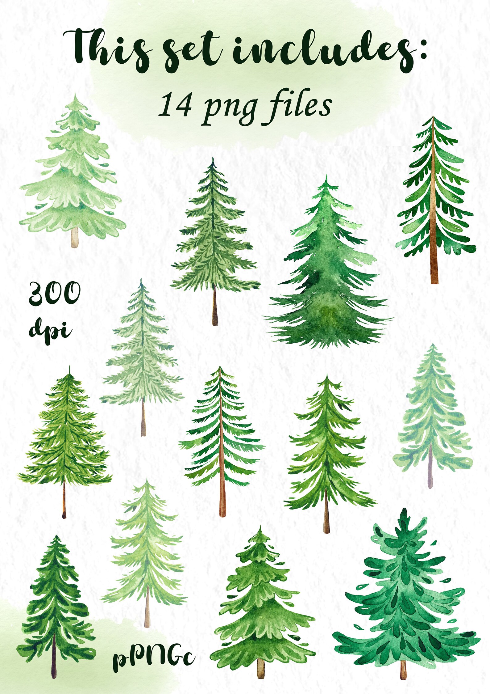 Watercolor Pine Trees Clipart Christmas Tree Clipart - Etsy