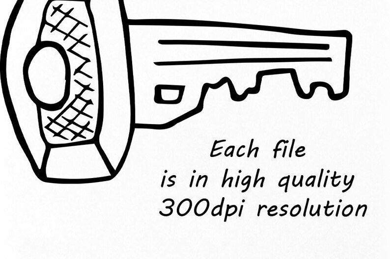 Doodle Keys Clipart Hand Drawn Key Digital Key Clip Art | Etsy