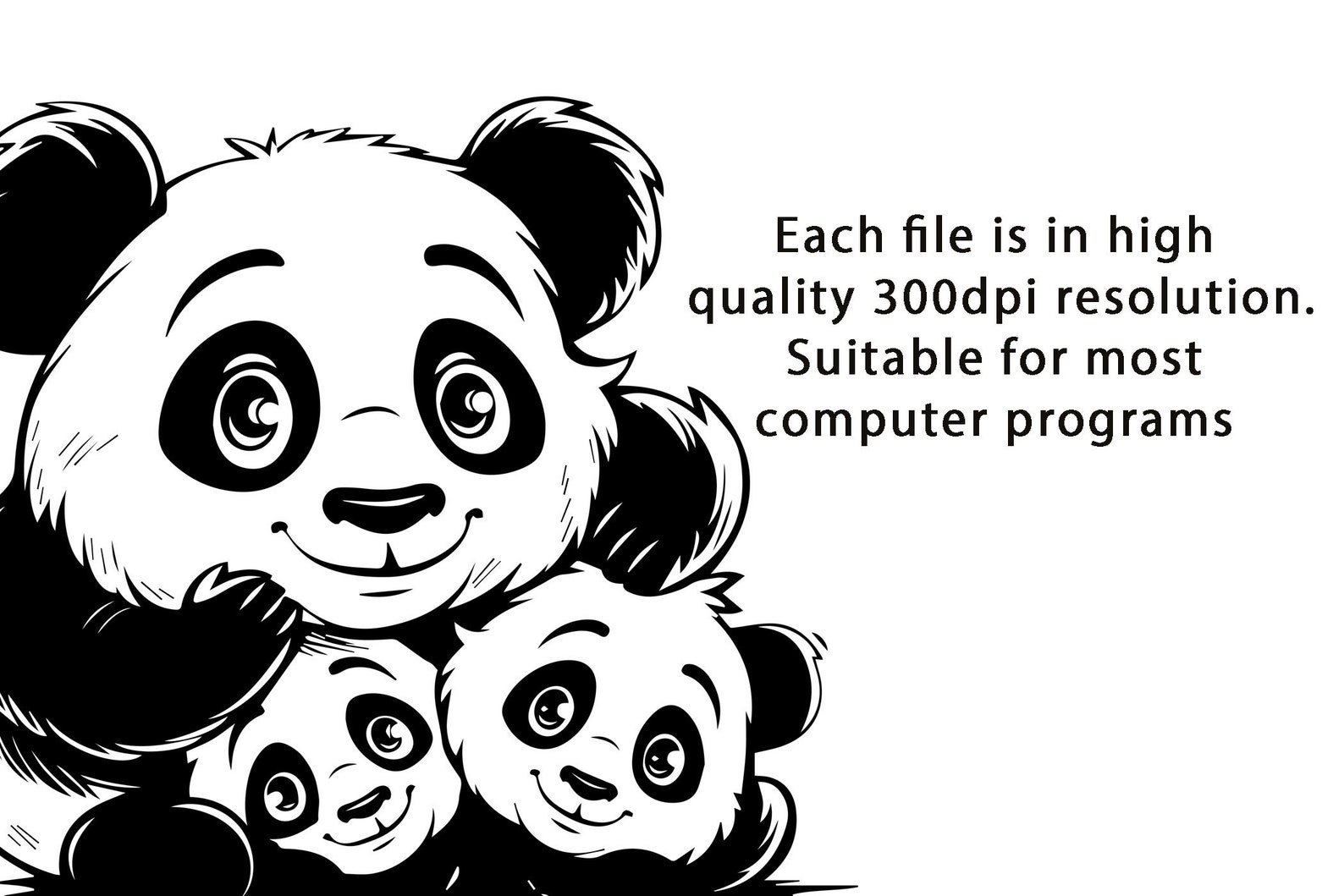 Cute Panda Line Art Designs SVG Clipart Set, PNG, Files for Cricut ...