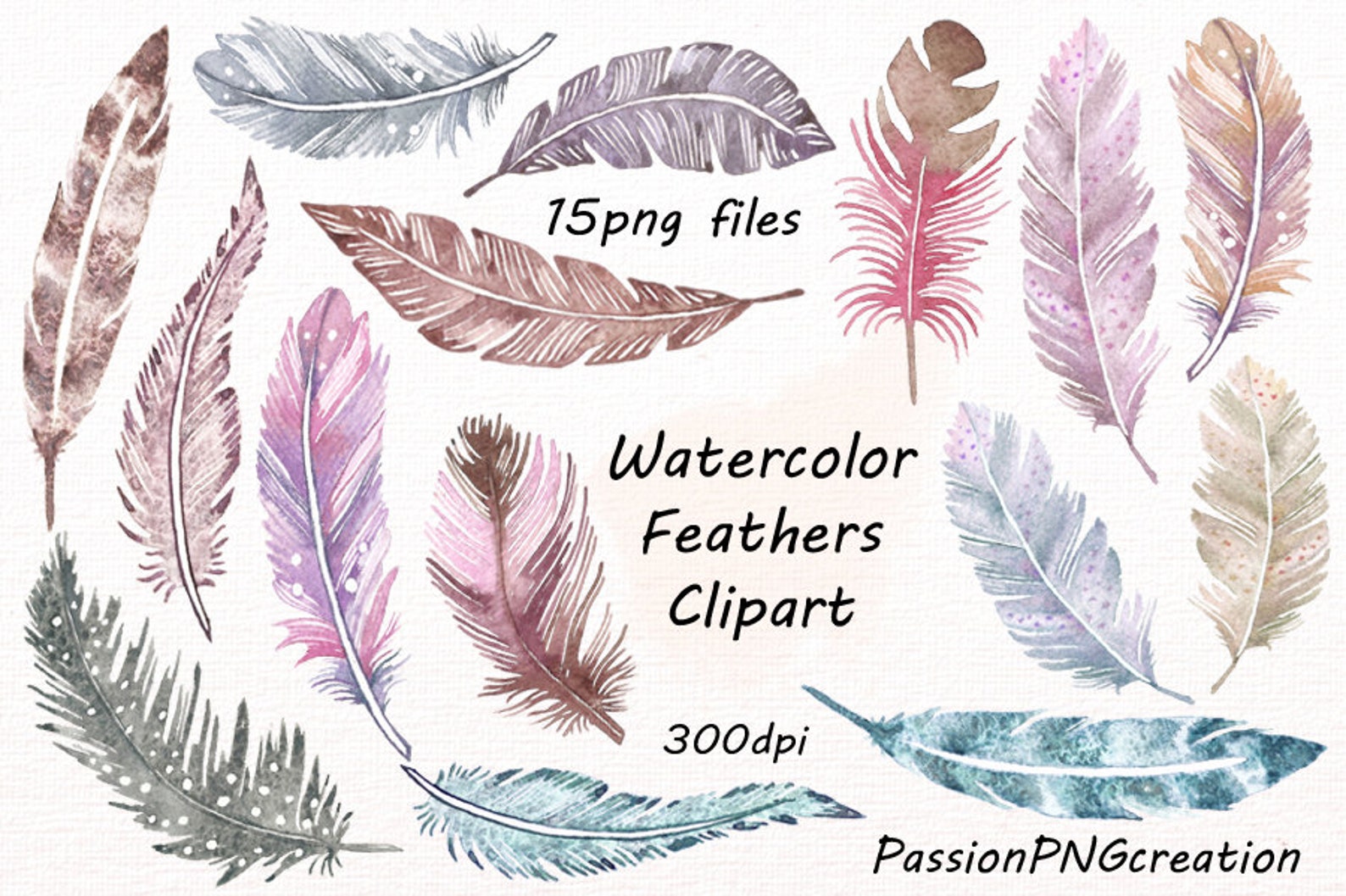 Watercolor Feathers Clipart Feather Clip Art Digital - Etsy