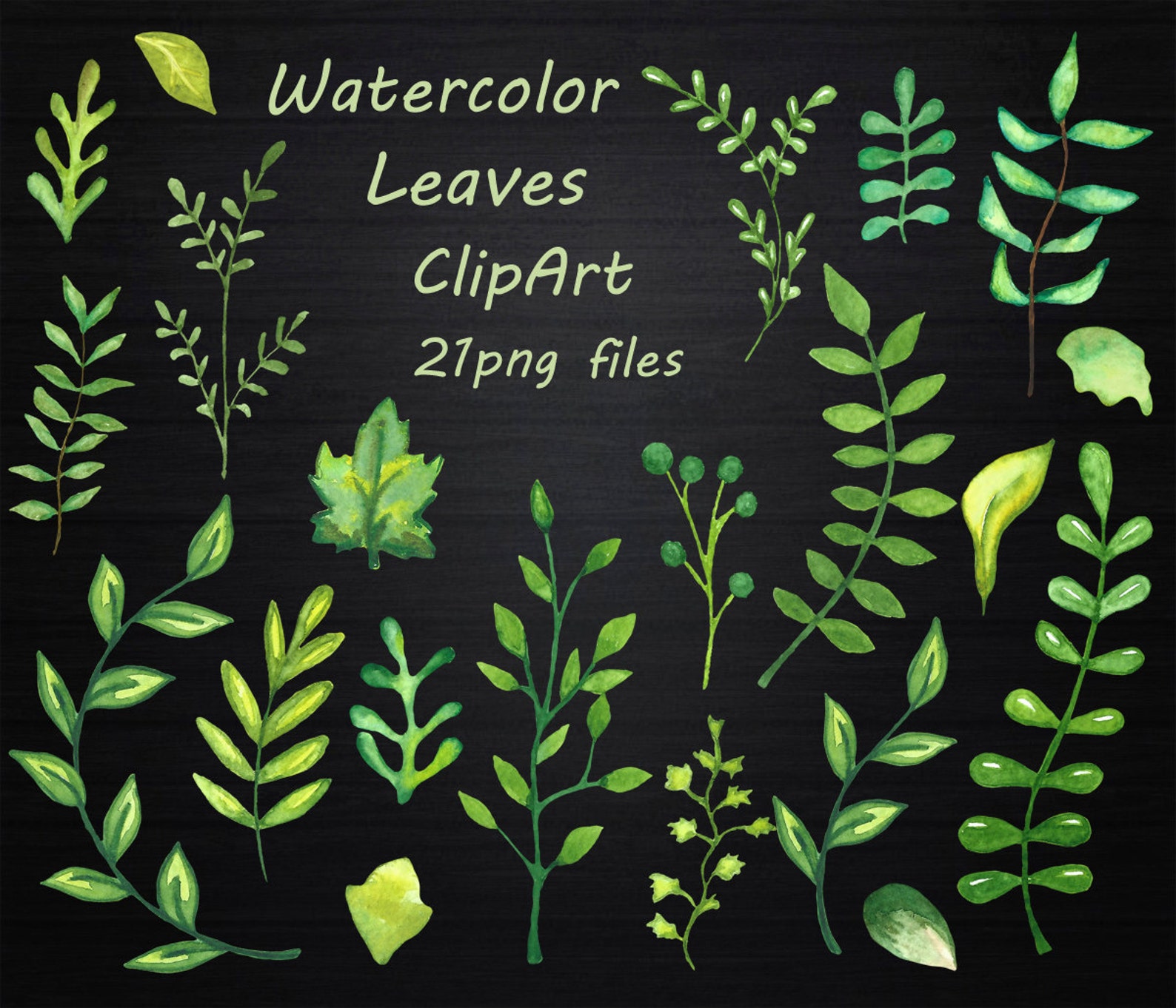 Watercolor Leaves Clipart Watercolour Clip Art Hand Painted - Etsy