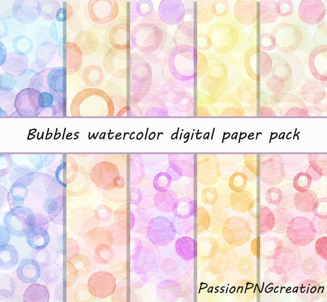 Bubbles Watercolor Digital Paper Pack, Watercolour, Digital Papers ...