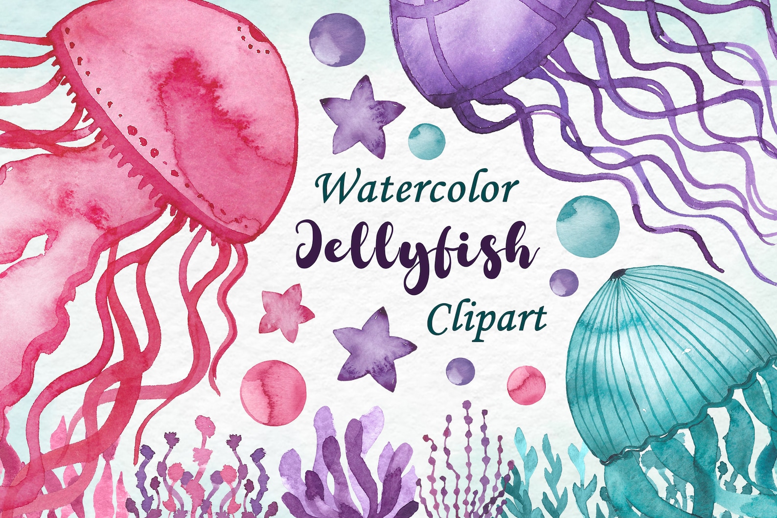 Watercolor Jellyfish Clipart Jellyfish Download Instant - Etsy
