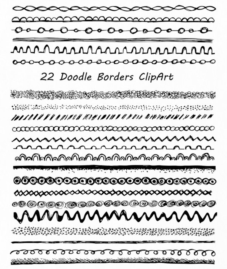 Doodle Borders and Frames Clipart: Hand-drawn Vector Set (PNG, EPS) - Etsy