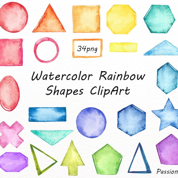 Watercolor Shapes - Etsy