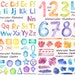 Watercolor Rainbow Set of Alphabet, Numbers, Shapes and Splotches ...