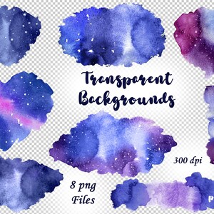 Watercolor Galaxy Splashes Clipart, Space Clip Art, Background, Space ...