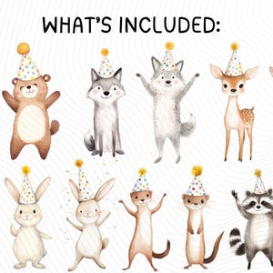 Cute Forest Party Clipart Woodland Animals Birthday PNG Digital Party ...