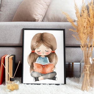 Watercolor Children Reading Books Clipart, Kids Love Books, Png Files ...