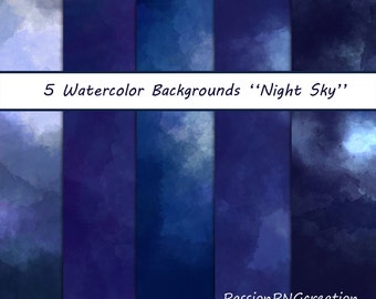 Night Sky Watercolor Background Watercolour Digital Papers | Etsy