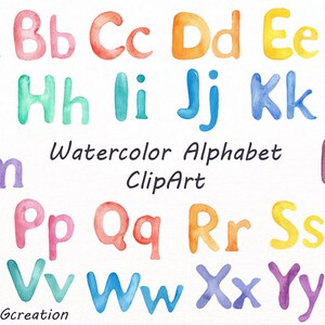Watercolor Rainbow Set of Alphabet, Numbers, Shapes and Splotches ...
