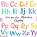 Watercolor Rainbow Set of Alphabet, Numbers, Shapes and Splotches ...