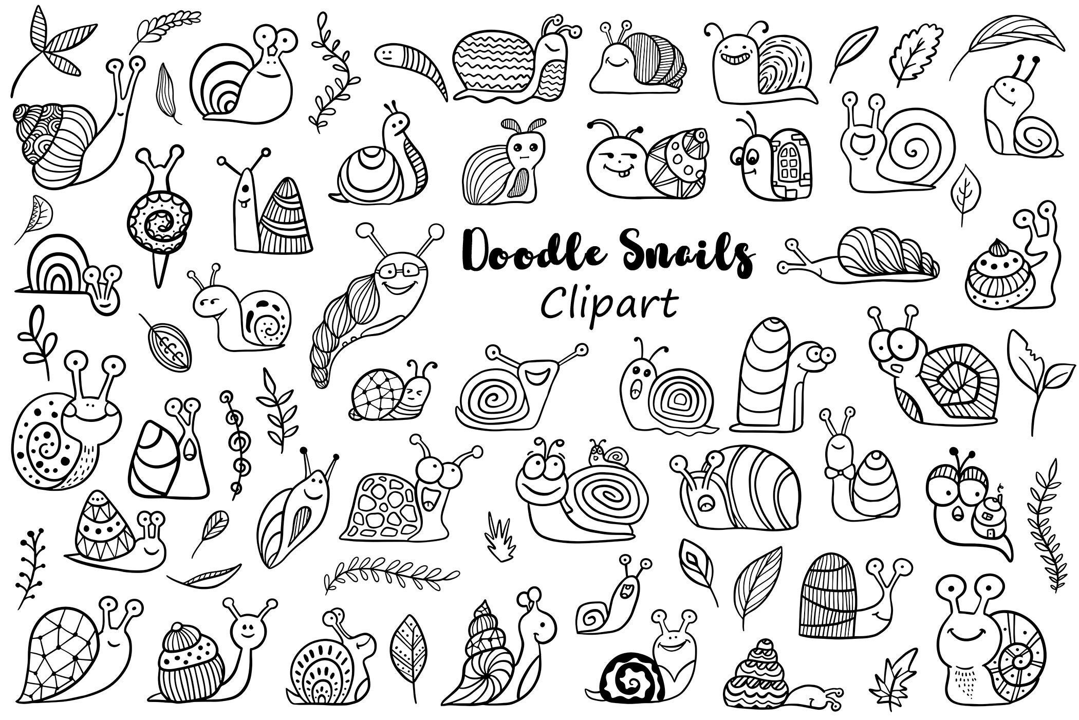 Doodle Snails Clipart: Snail Vector Graphics (digital Download) - Etsy