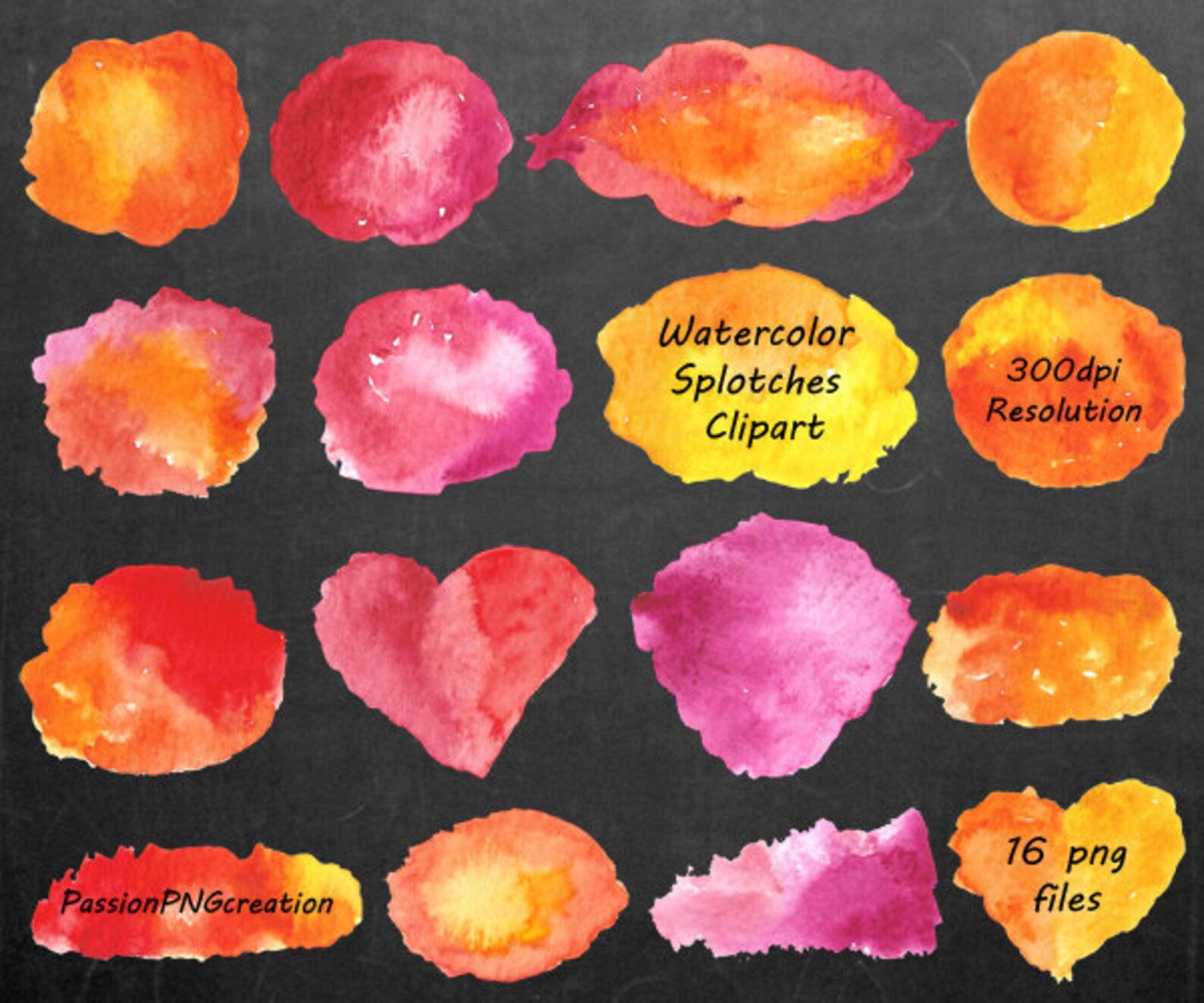 Watercolor Splotches Clipart Splashes Clipart Watercolor - Etsy