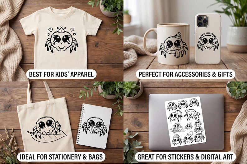 Cute Spider Clipart Bundle, Kawaii Jumping Spider SVG, Cartoon Bug PNG ...