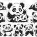 Cute Panda Line Art Designs SVG Clipart Set, PNG, Files for Cricut ...