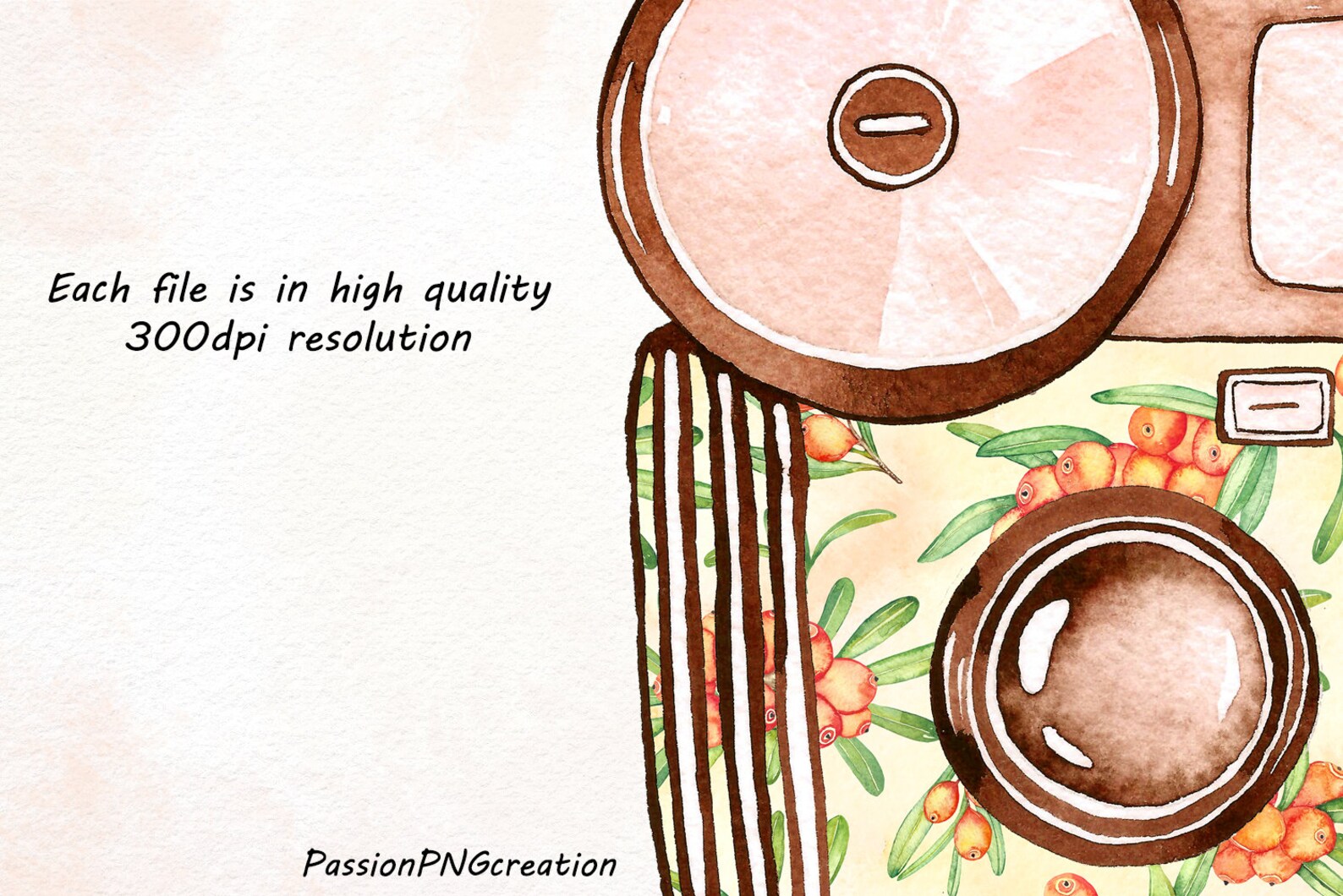 Watercolor Retro Camera Clipart Watercolor Photocamera Photo | Etsy