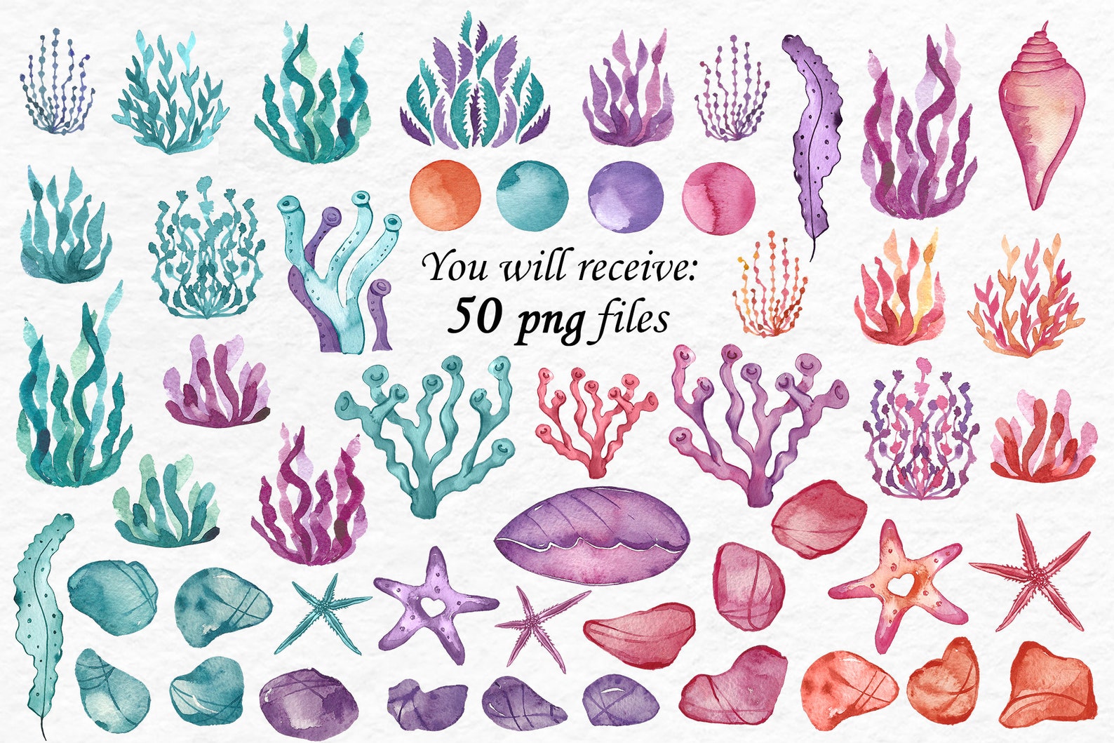 Watercolor Seaweed Clipart. Coral Reef. Under the Sea Clipart. - Etsy ...