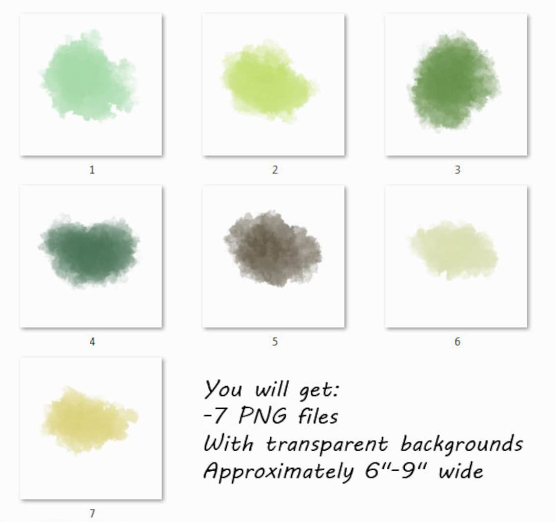 Green Watercolor Splotches Clipart Splashes Clipart - Etsy