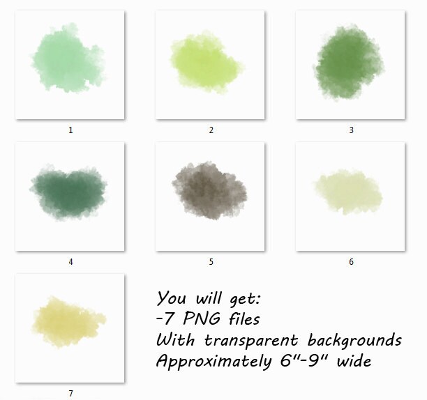 Green Watercolor Splotches Clipart Splashes Clipart - Etsy