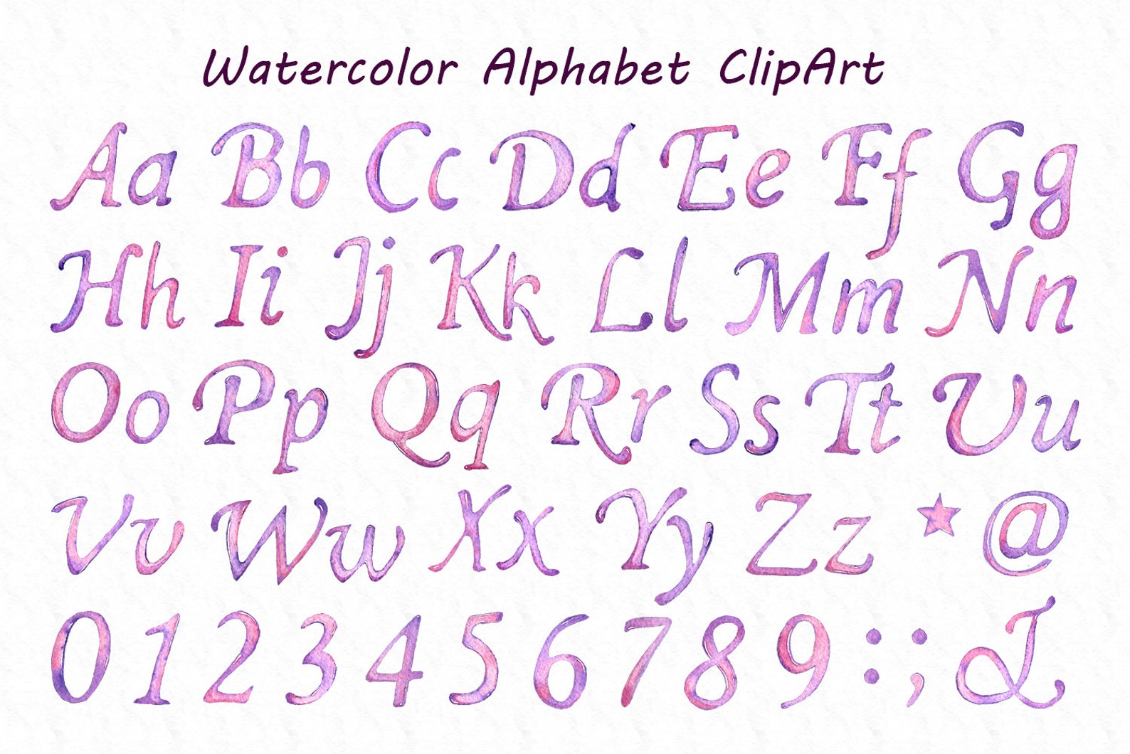 Watercolor Alphabet Clipart Watercolor Letters Watercolour - Etsy