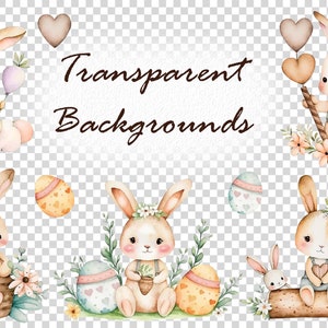 Cute Bunny, Rabbit Clipart, Watercolor Baby Shower Clip Art, Easter ...