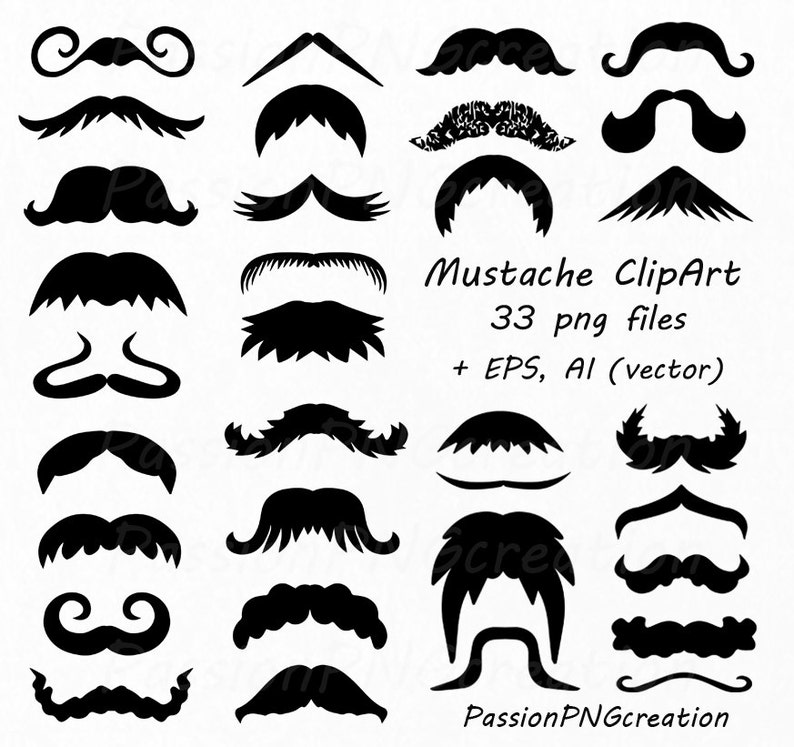Digital Mustache Clipart, PNG, EPS, Vector, Photo Prop, Photo Booth ...