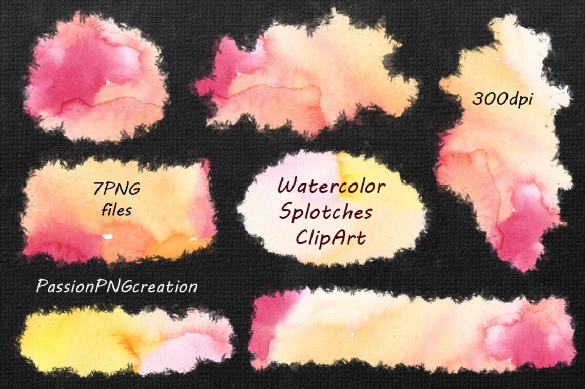 Watercolor Splotches Clipart Splashes Clipart Watercolor - Etsy