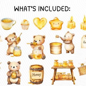Bee and Honey Clipart Bundle, Cute Watercolor Bees, Honeycomb ...